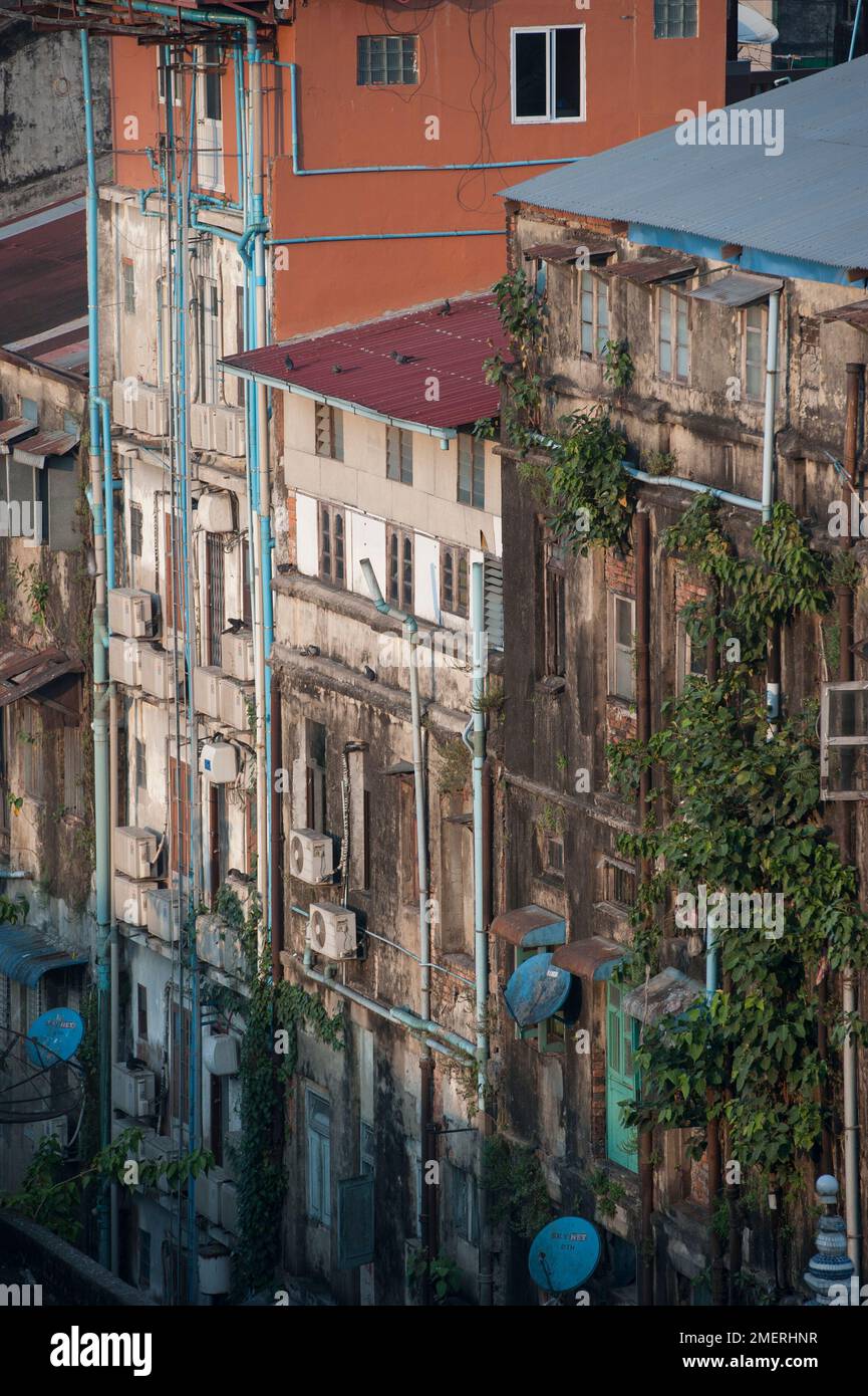 Myanmar, Yangon, Downtown, tenement buildings Stock Photo - Alamy