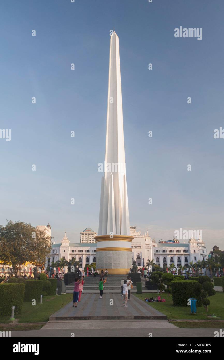Myanmar, Yangon, Independence Monument in Mahabandoola Garden Stock ...