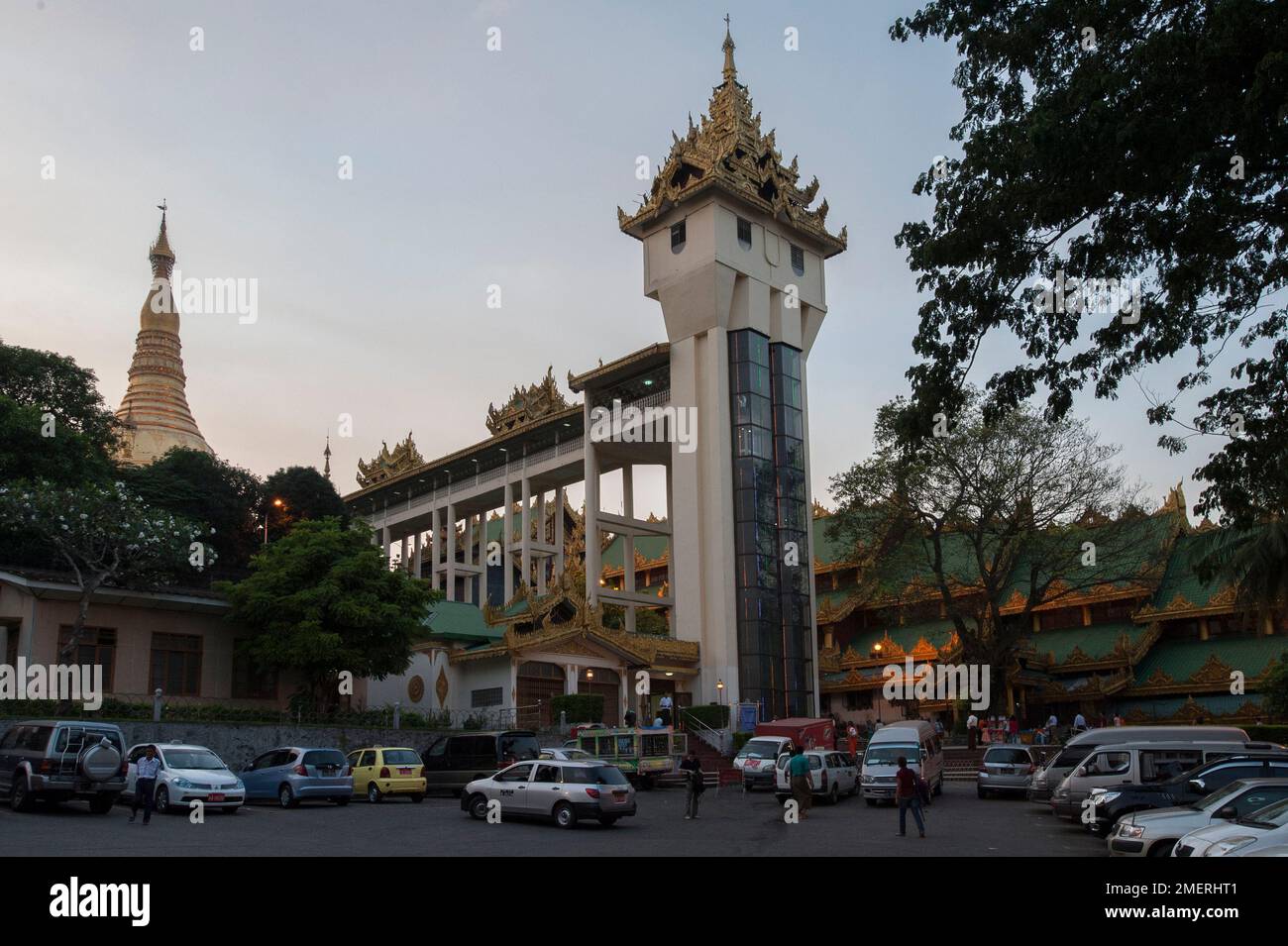 Myanmar, Yangon, Shwedagon Paya, lift Stock Photo - Alamy