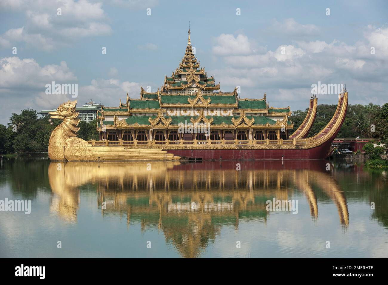 Myanmar, Yangon, Kandawgyi Lake, Karaweik Restaurant Stock Photo - Alamy