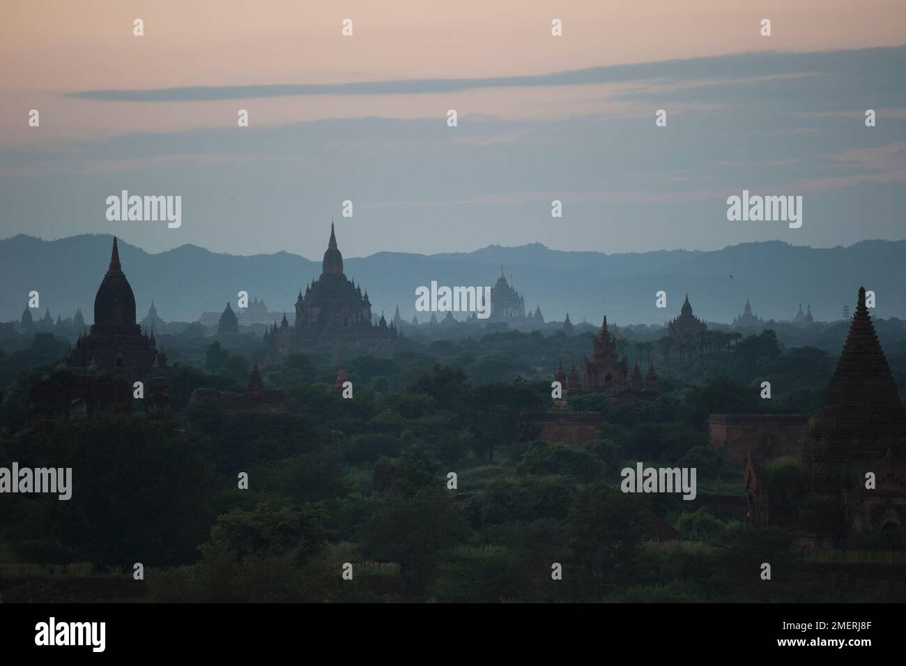 Myanmar, Western Burma, Bagan, sunset over Southern Plain Stock Photo ...