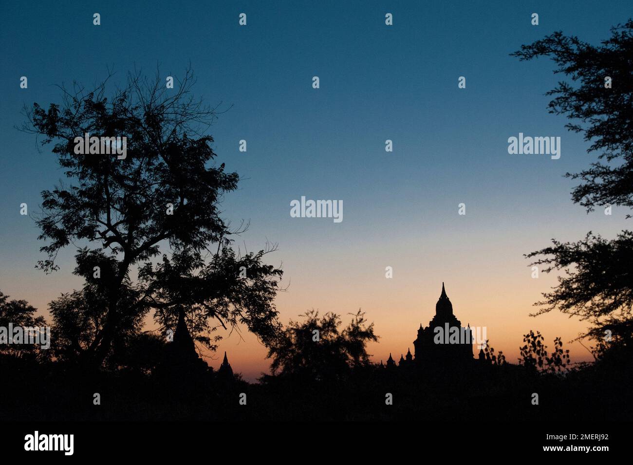 Myanmar, Western Burma, Bagan, sunset over Southern Plain Stock Photo ...