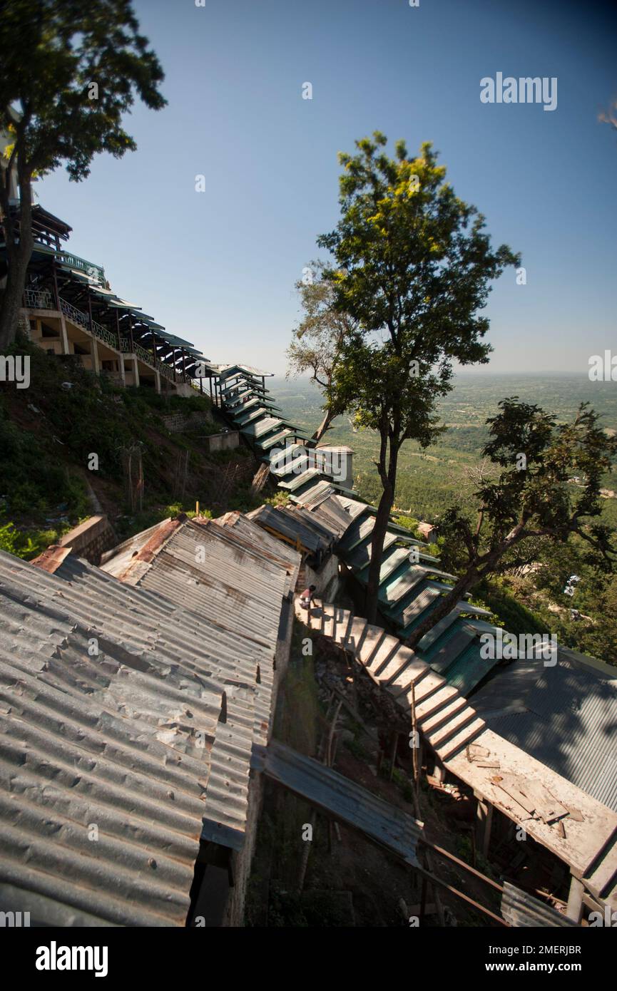 Myanmar, Western Burma, Bagan, Mount Popa, stairs to summit Stock Photo ...
