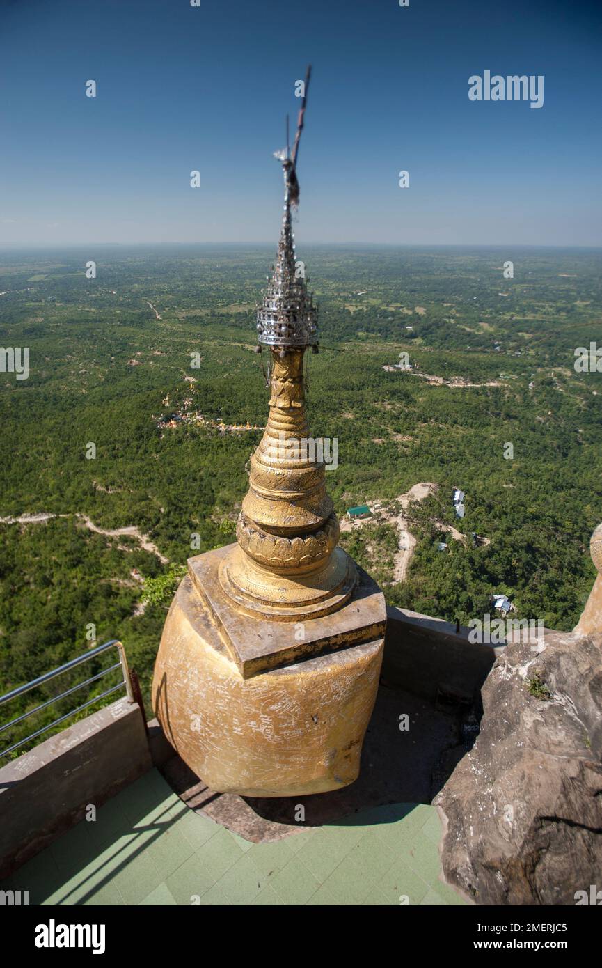 Myanmar, Western Myanmar, Bagan, Mount Popa, golden rock Stock Photo ...