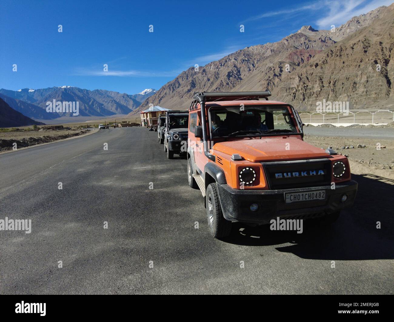 Ladakh, India - August 24th, 2022: SUV Car in Mountais, Road trip in ...