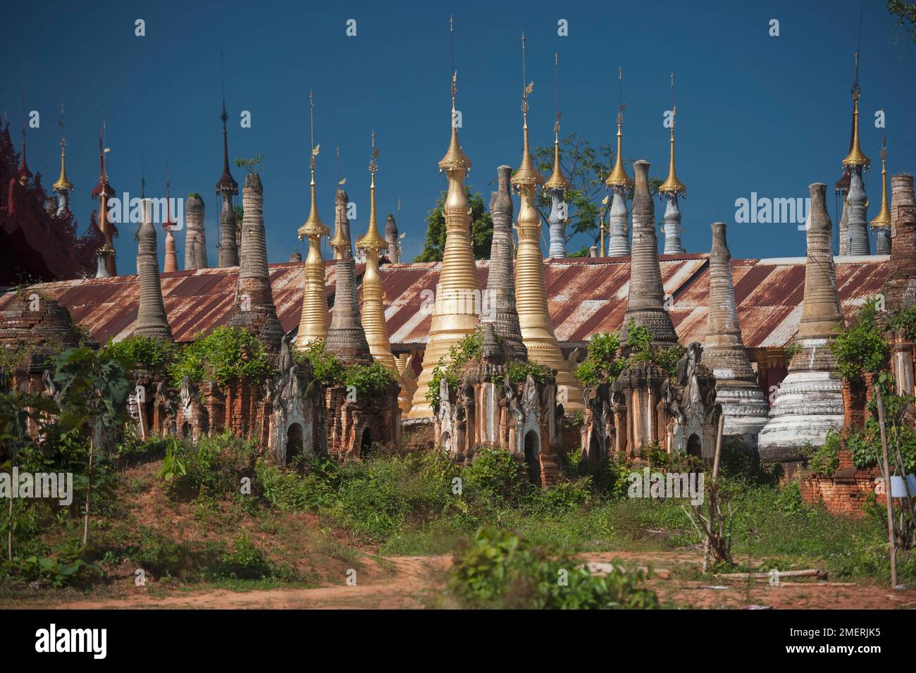 Myanmar, Eastern Myanmar, Inle Lake, Inthein, Shwe Inthein Paya stupa ...