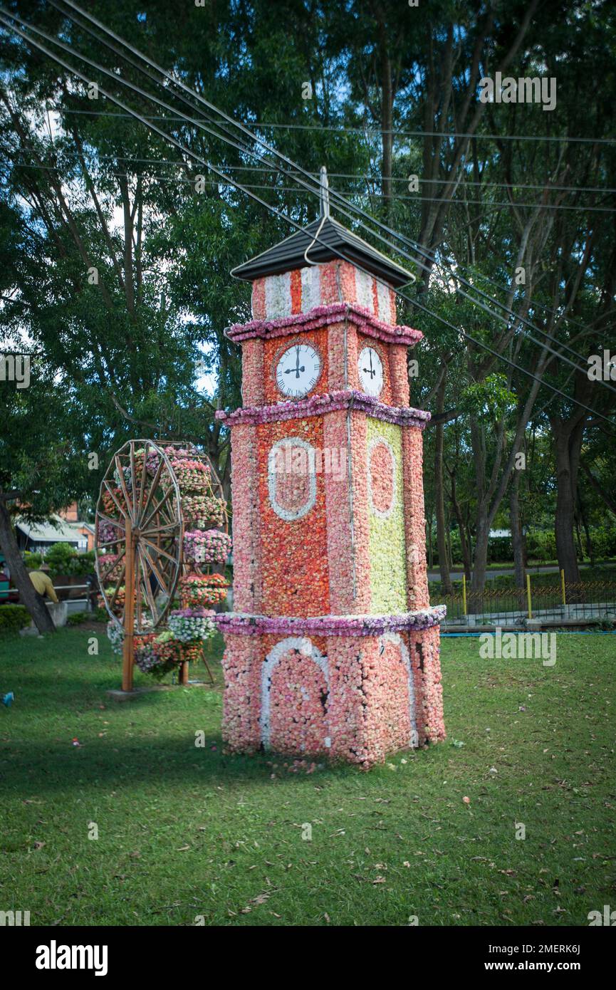 Myanmar, around Mandalay, Pyin U-Lwin / flower sculptures Stock Photo ...