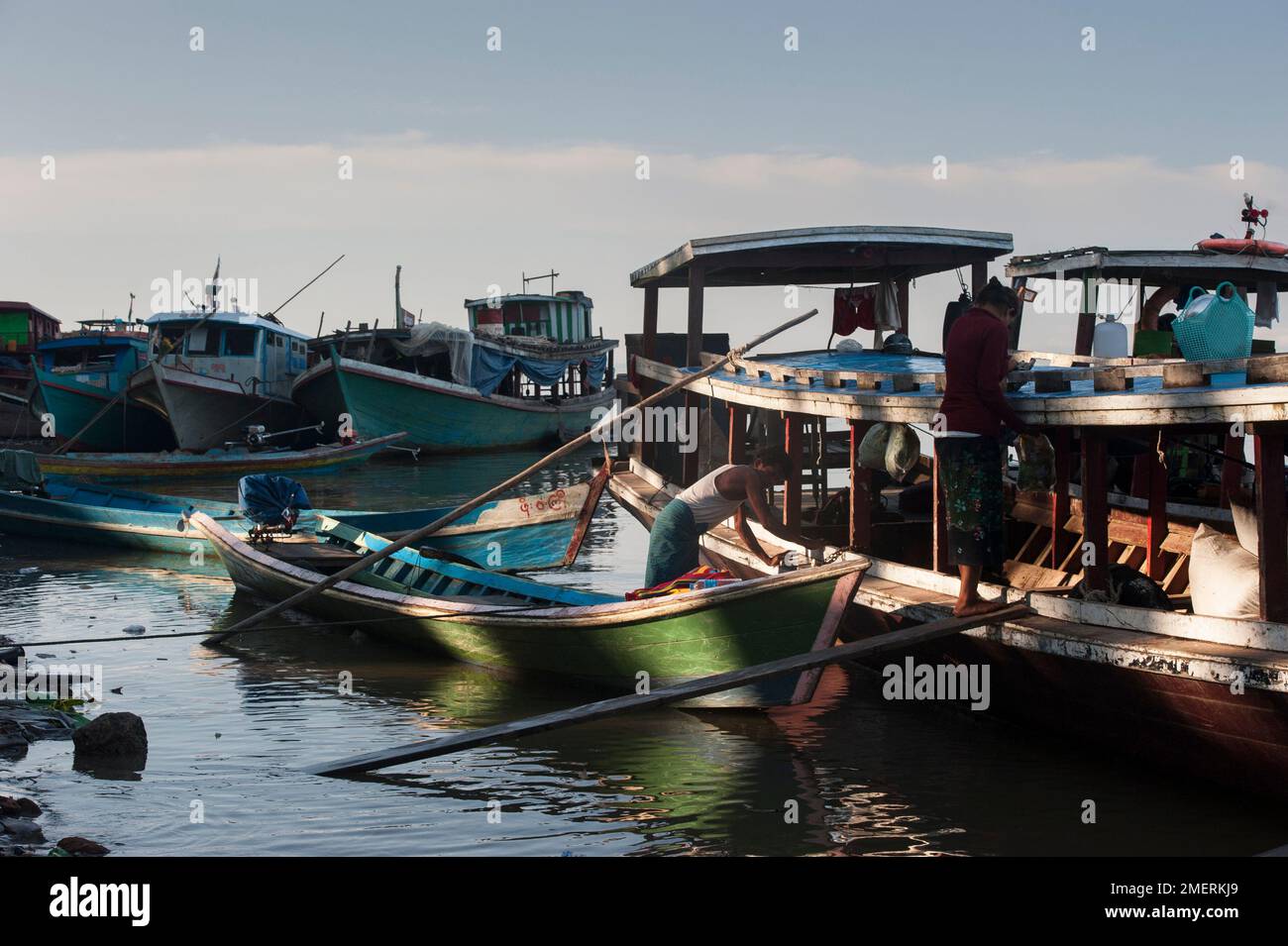 Myanmar, Northern Myanmar, Bhamo, harbour scene Stock Photo - Alamy