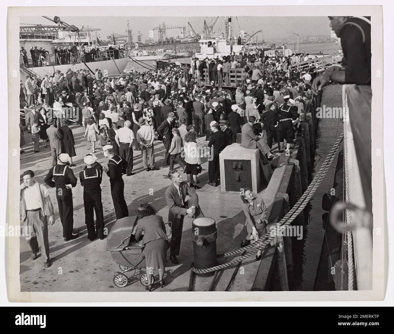 Crowds gather at Boston Harbor after the successful rescue of the ...