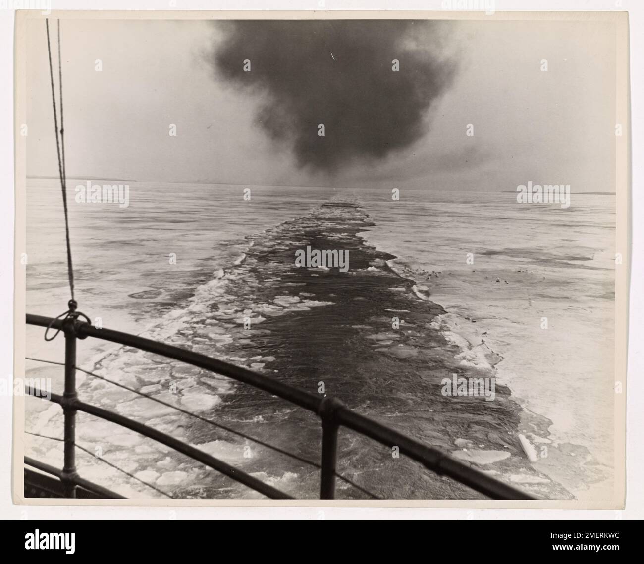 The icebreaker Sante Marie navigates through thick ice, clearing a path ...