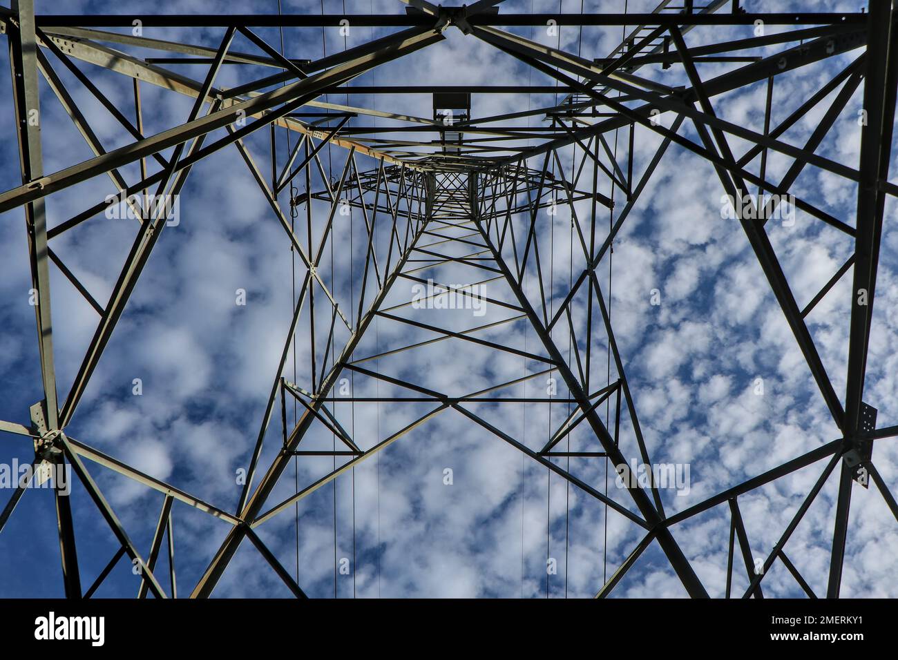 Electric poles with blue sky and white clouds hi-res stock photography ...