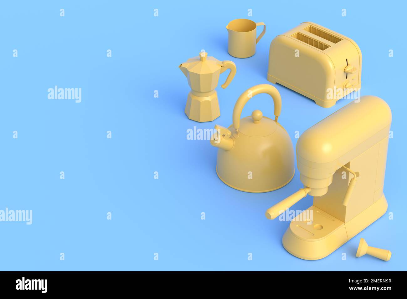 Kettle, toaster, coffee machine horn and geyser coffee maker on ...