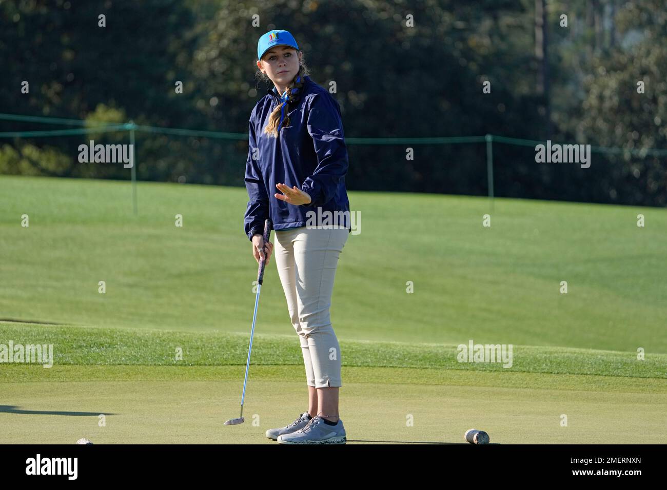 Ali Mulhall, of Henderson, Nevada, reacts to her putt during the Drive ...