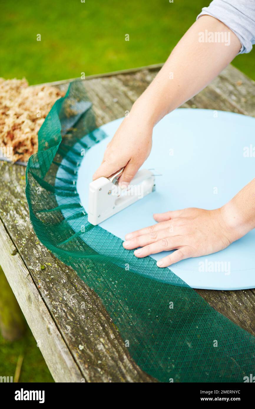 Wreath mirror frame, living mirror frame, stapling mesh to frame Stock ...