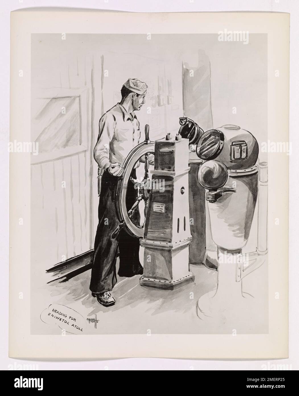 Heading for Eniwetok Atoll. This image depicts artwork of a Coast ...