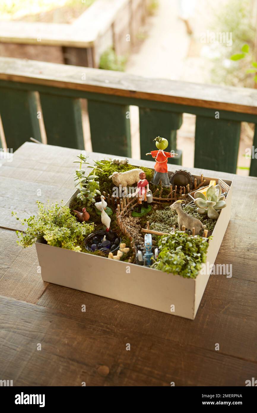 Childrens' mini garden farm Stock Photo - Alamy