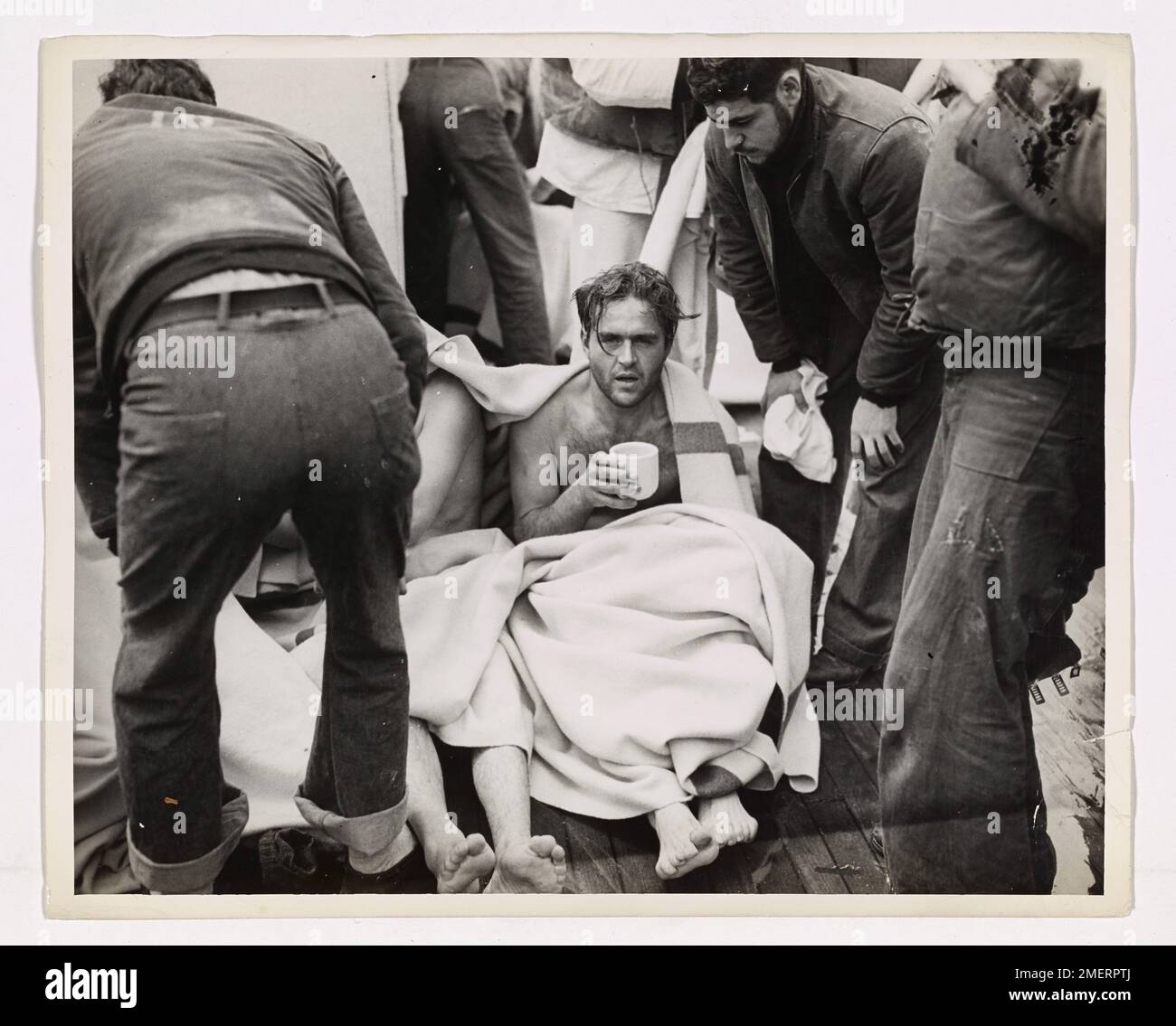 Captured German sailors, after their submarine is sunk by a Coast Guard ...