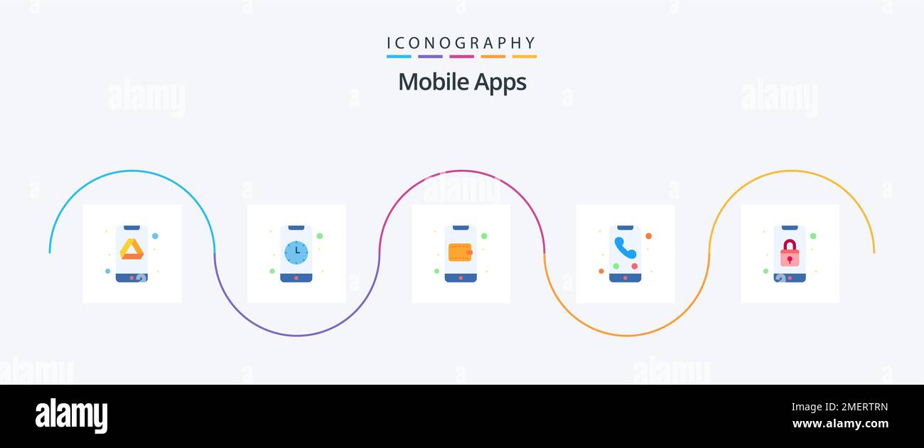 Mobile Apps Flat 5 Icon Pack Including security. phone. application. mobile. app Stock Vector ...