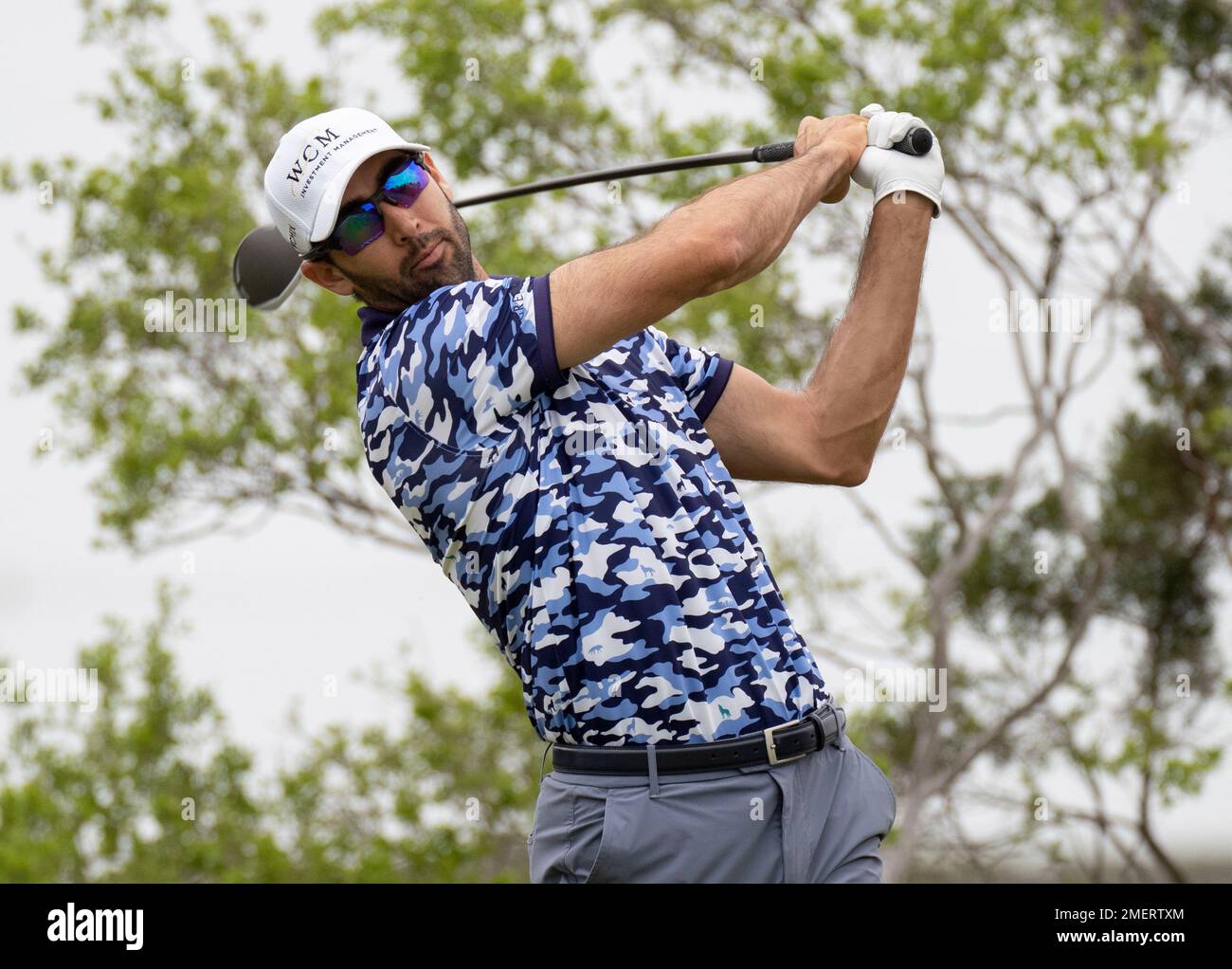 Cameron Tringale tees off during the third round of the 2021 Valero ...