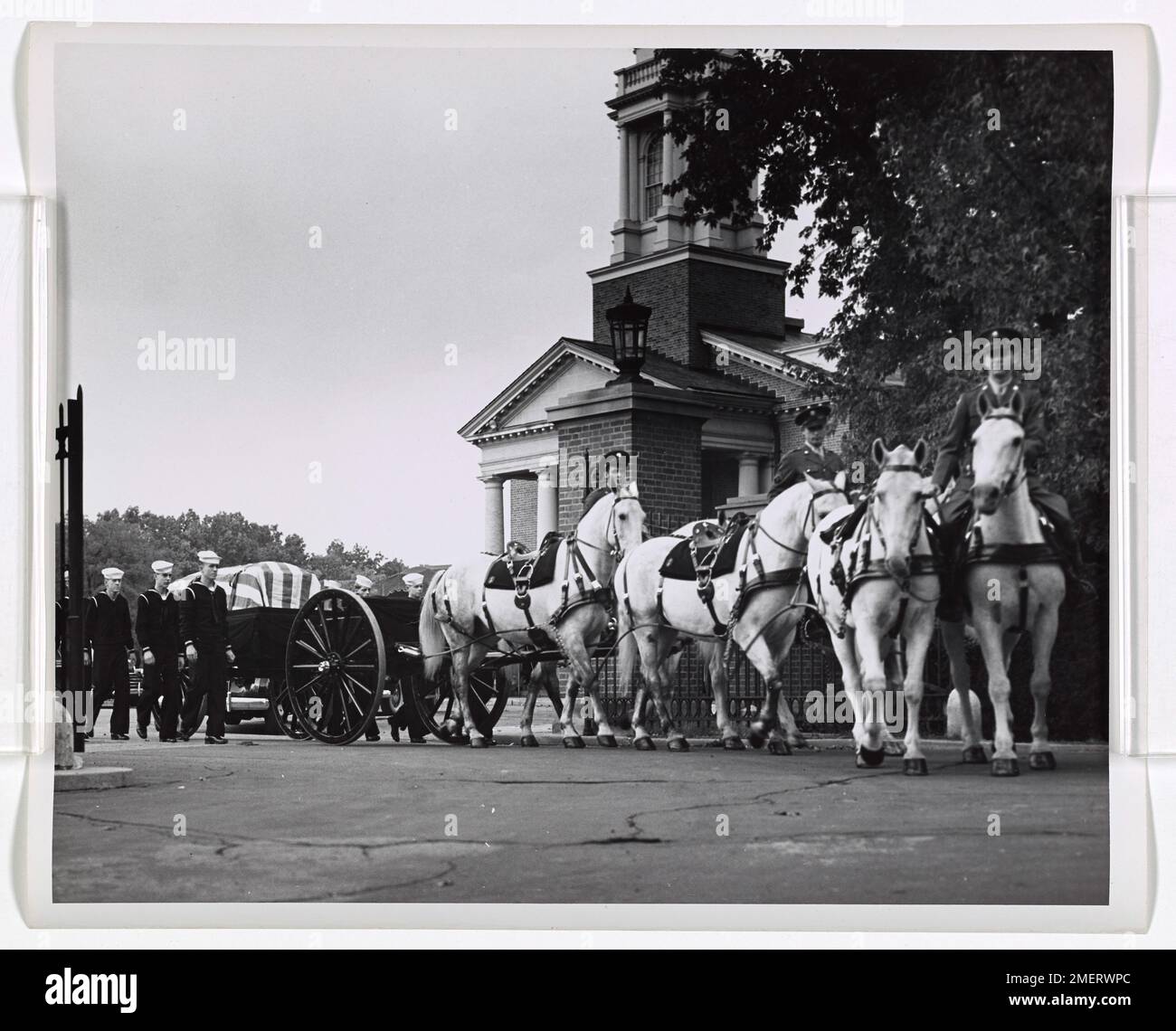 This photograph depicts the funeral of Admiral Russell R. Waesche, a ...