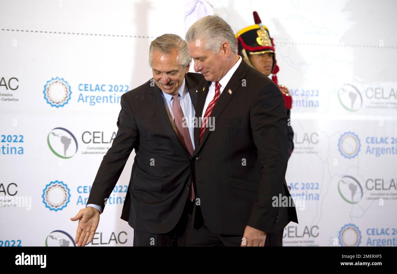 Buenos Aires, Argentina. 24th Jan, 2023. ALberto Fernandez (l ...
