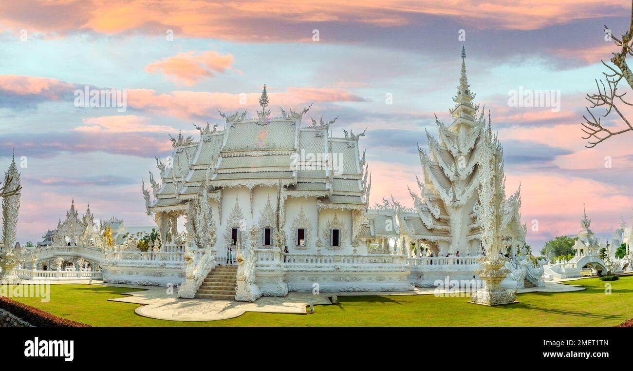 Sunset at the White Temple in Chiang Rai Thailand, one of the most ...