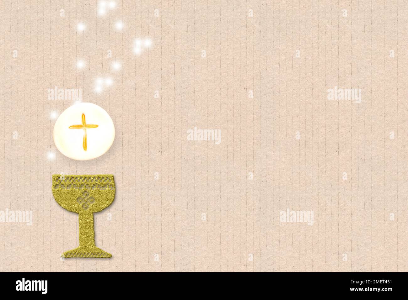 First holy communion invitation card. Chalice and communion host ...