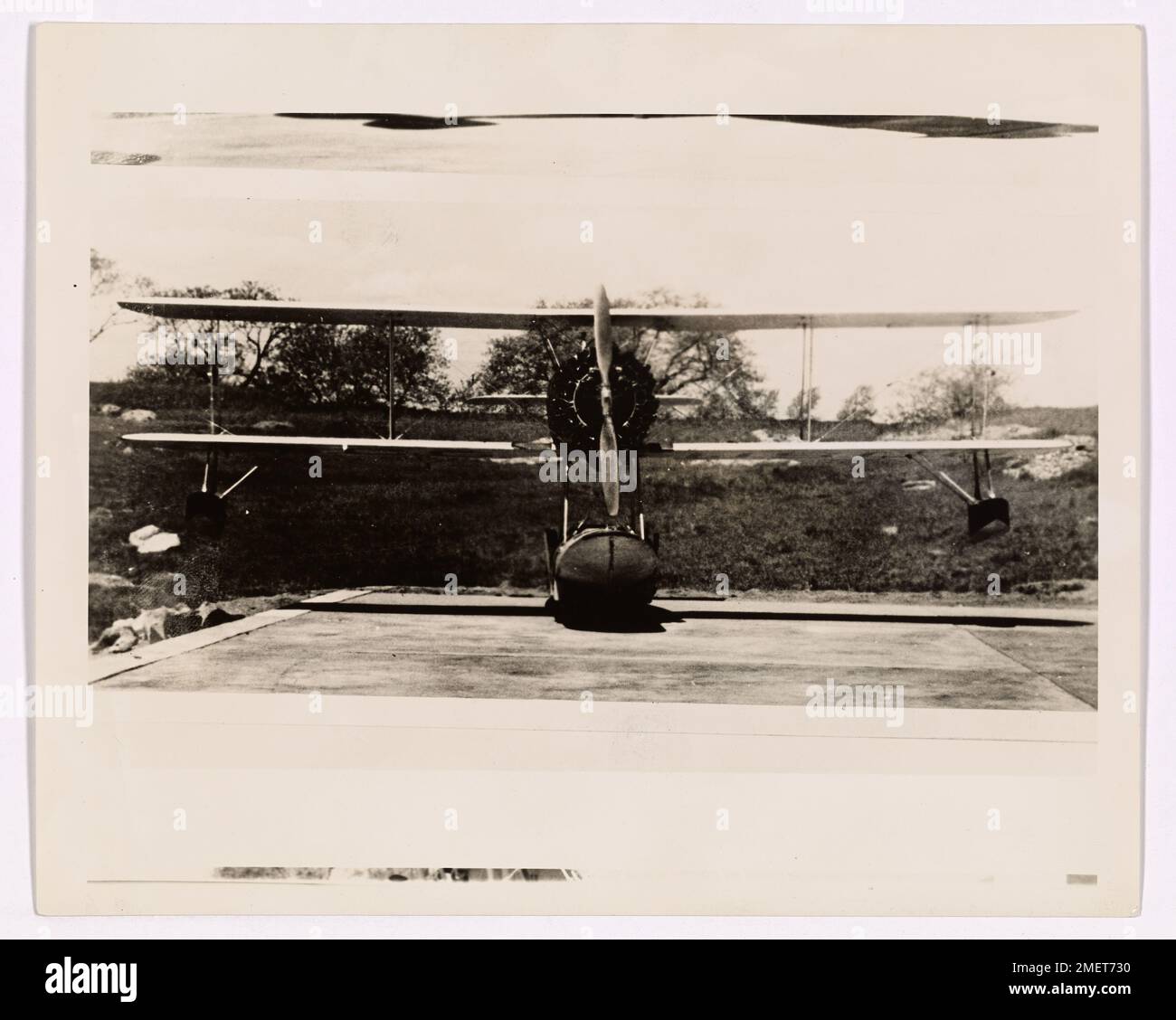 The Vaught U0-4 Seaplane sits grounded after a mishap. This small ...