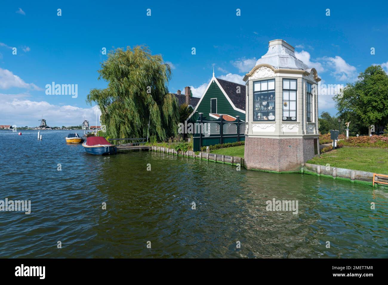 Pavilion on the river Zaan at the Zaanse Schans open-air museum ...