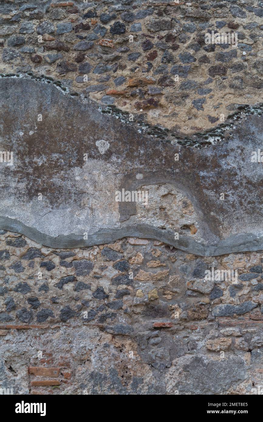 Abstract stone walls of the ancient Rome ruins of Pompeii, UNESCO World ...