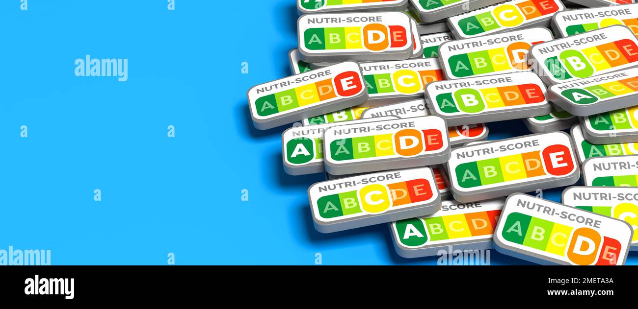A heap of Labels A B C D and E of the nutrition labelling system Nutri ...