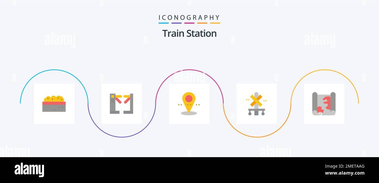 Train Station Flat 5 Icon Pack Including pin. location. location. train ...