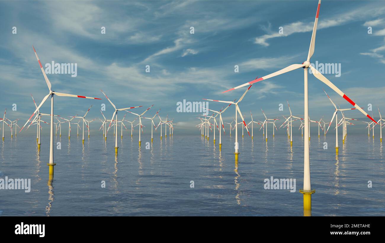 Symbolic image on the use of wind power at sea Stock Photo - Alamy