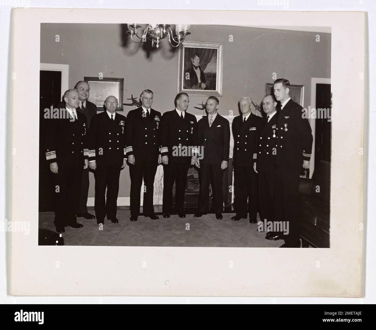 This photograph shows U.S. Coast Guard Admirals and senior officers ...