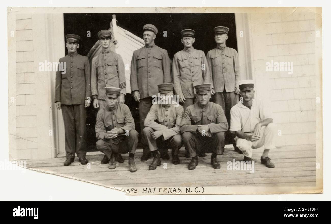A typical Coast Guard station crew at Station 179, Cape Hatteras, North ...