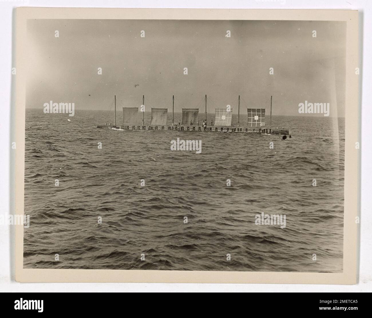 A target raft off Montauk Point, New York, is used for gunnery ...