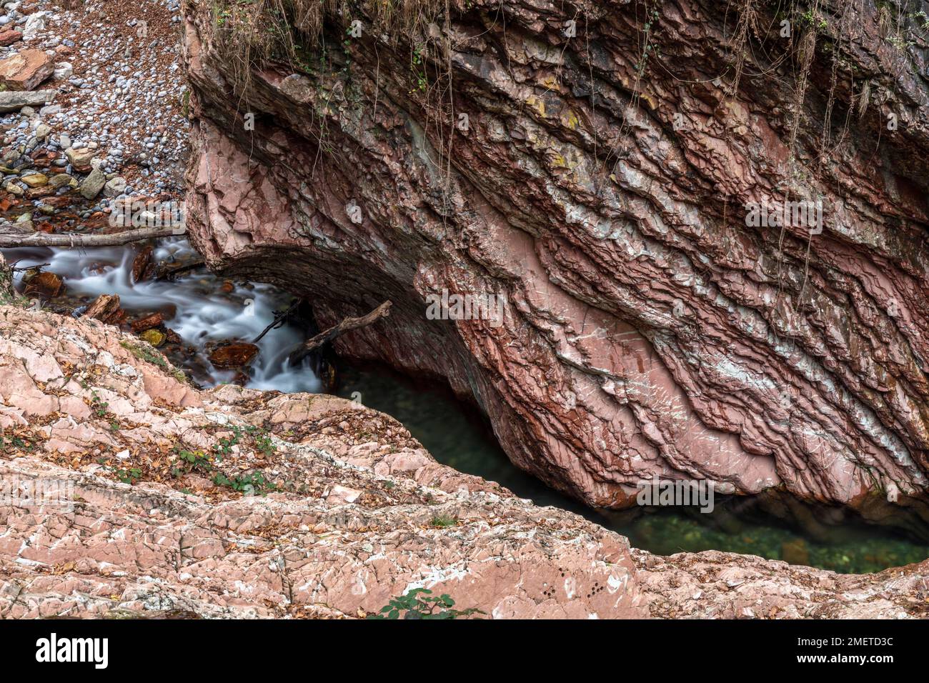 Rosso ad Aptici, radiolarite, rock, Gole della Breggia, Ticino ...