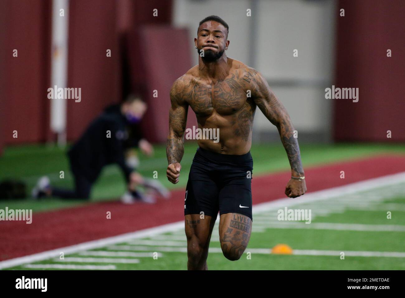 Minnesota wide receiver Rashod Bateman runs during Minnesota NFL ...