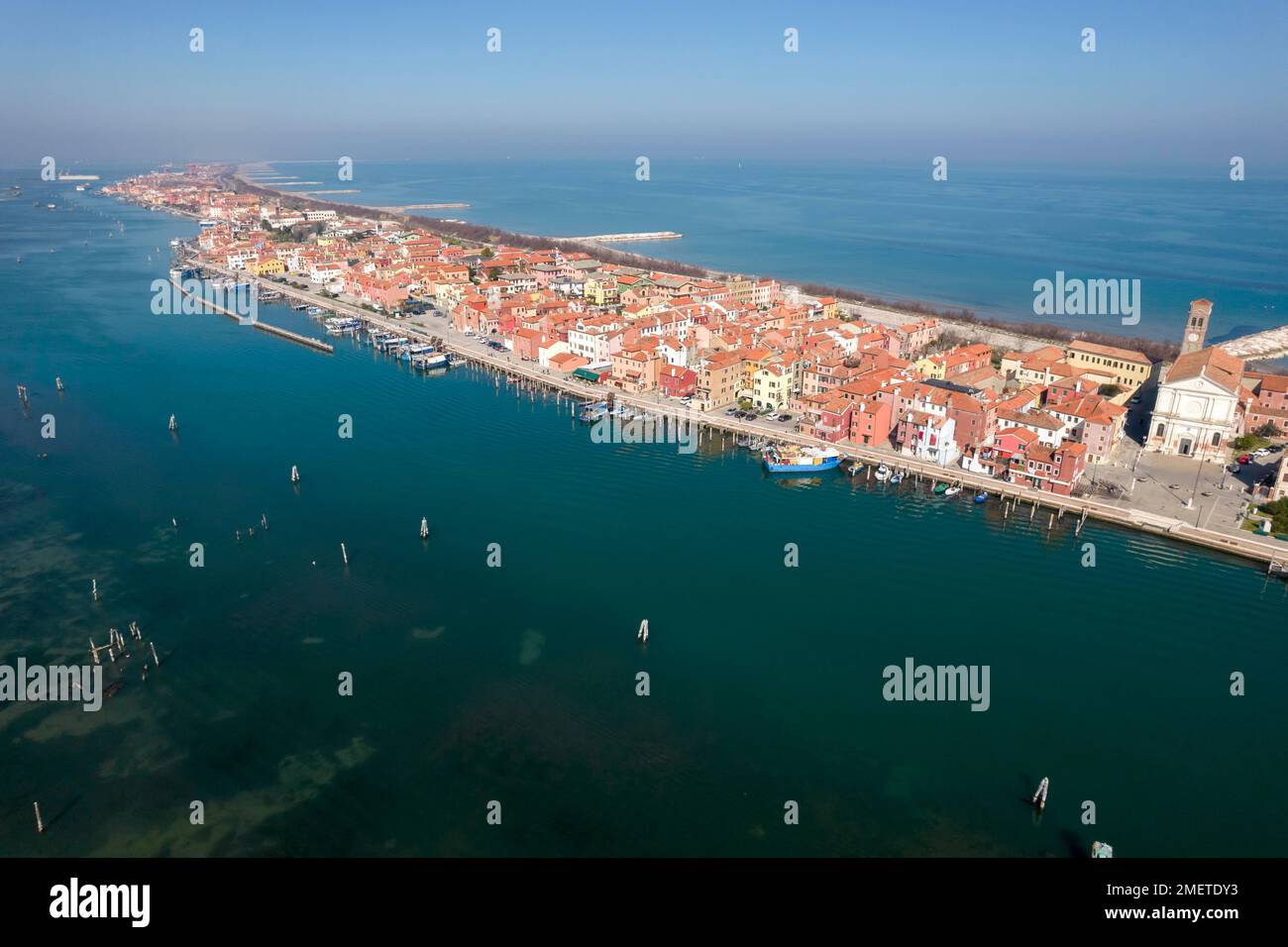 Aerial view of Isola di Pellestrina, Venice, Veneto, Italy Stock Photo ...