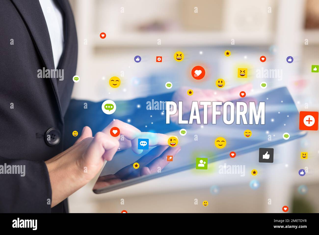 business person playing multimedia concept Stock Photo - Alamy