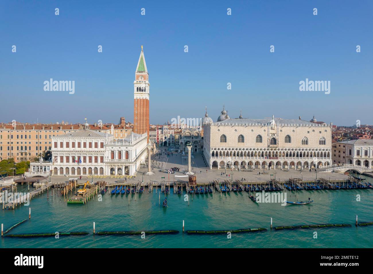Aerial view of St Marks square and Doges Palace, Venice, Veneto, Italy ...