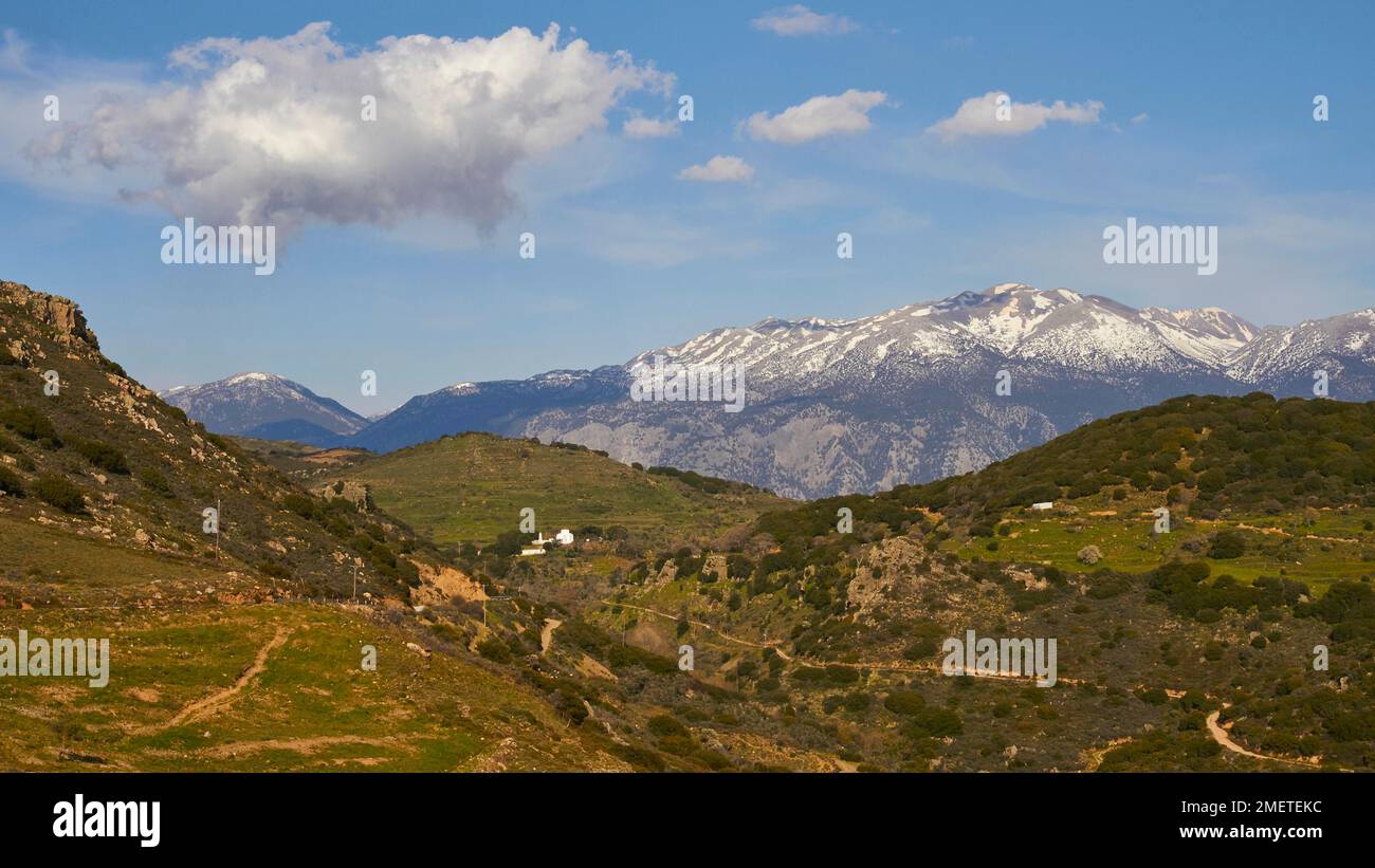 Spring in Crete, Southwest, Snow-capped mountains, Lefka Ori, White ...