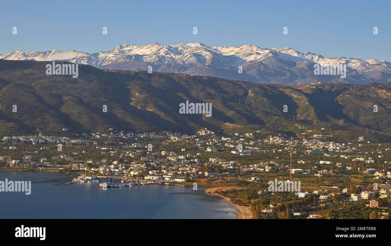 Spring in Crete, Souda Bay, harbour, ships, white mountains, green ...