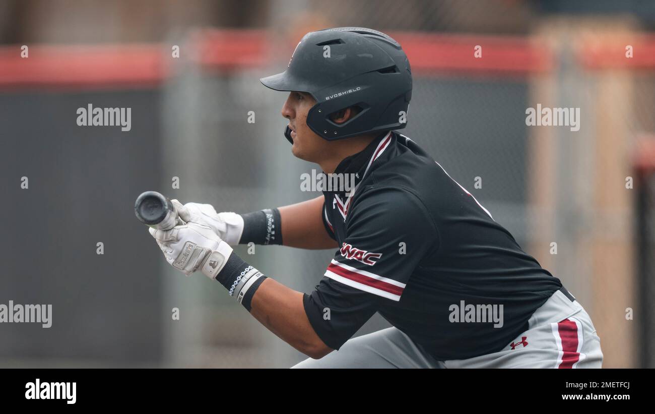 New Mexico State's Kevin Jimenez squares up to bund during an at-bat in ...