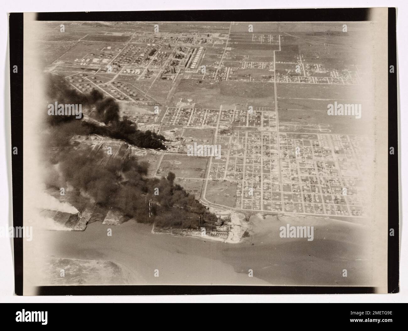 This aerial photograph captures the intensity of the Texas City fire ...