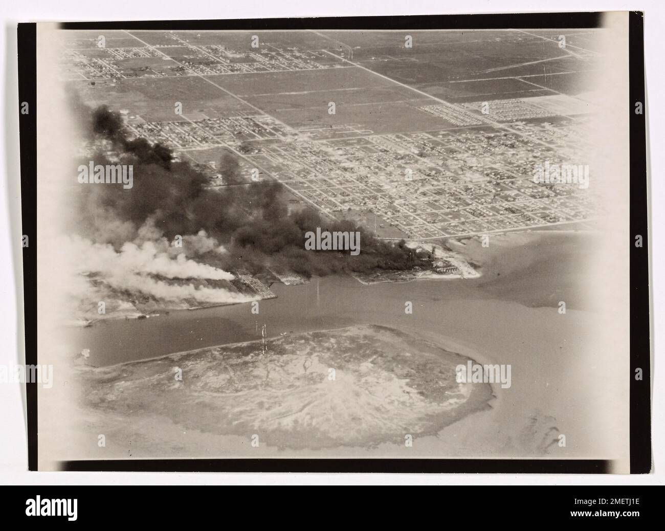 An aerial view of the devastating fire at the Texas City industrial ...