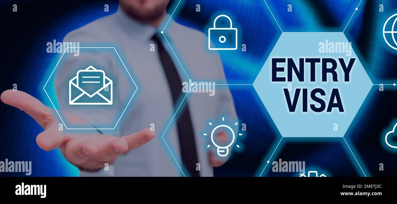 Text showing inspiration Entry Visa, Business showcase permission to ...