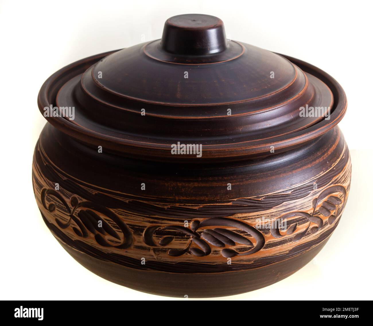 Ceramic handmade pot for sauce. Isolated on a white background Stock ...