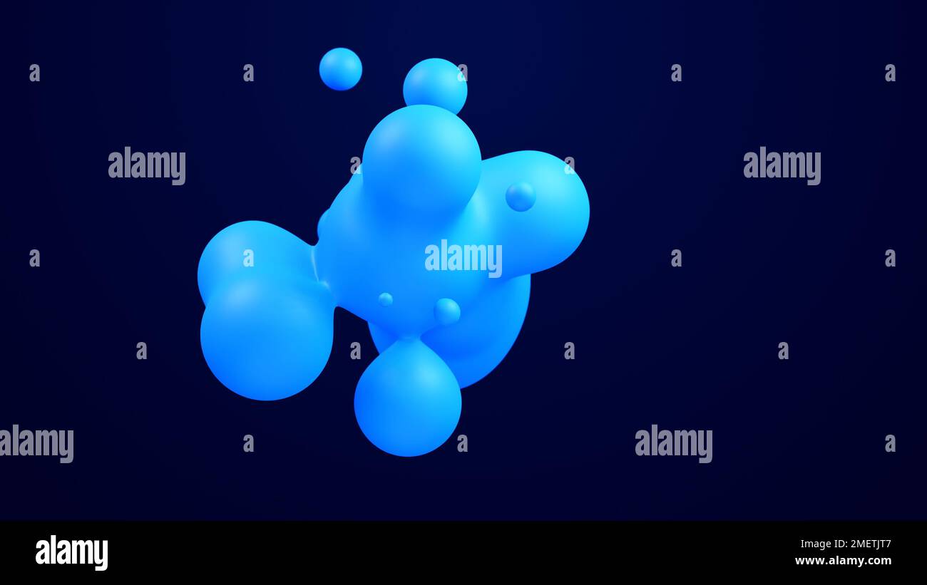 Metaverse 3d abstract background with droplets blue metaball molten wax ...