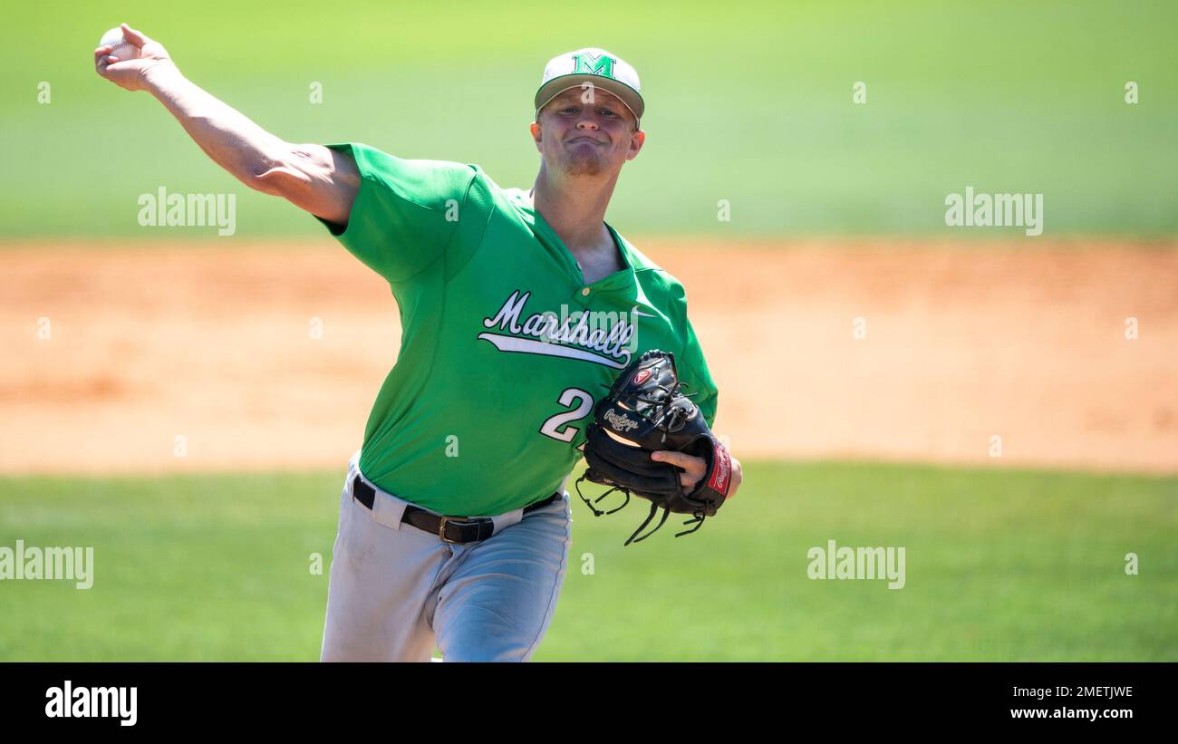 Marshall pitcher Trey Alderman (21) during an NCAA baseball game on ...